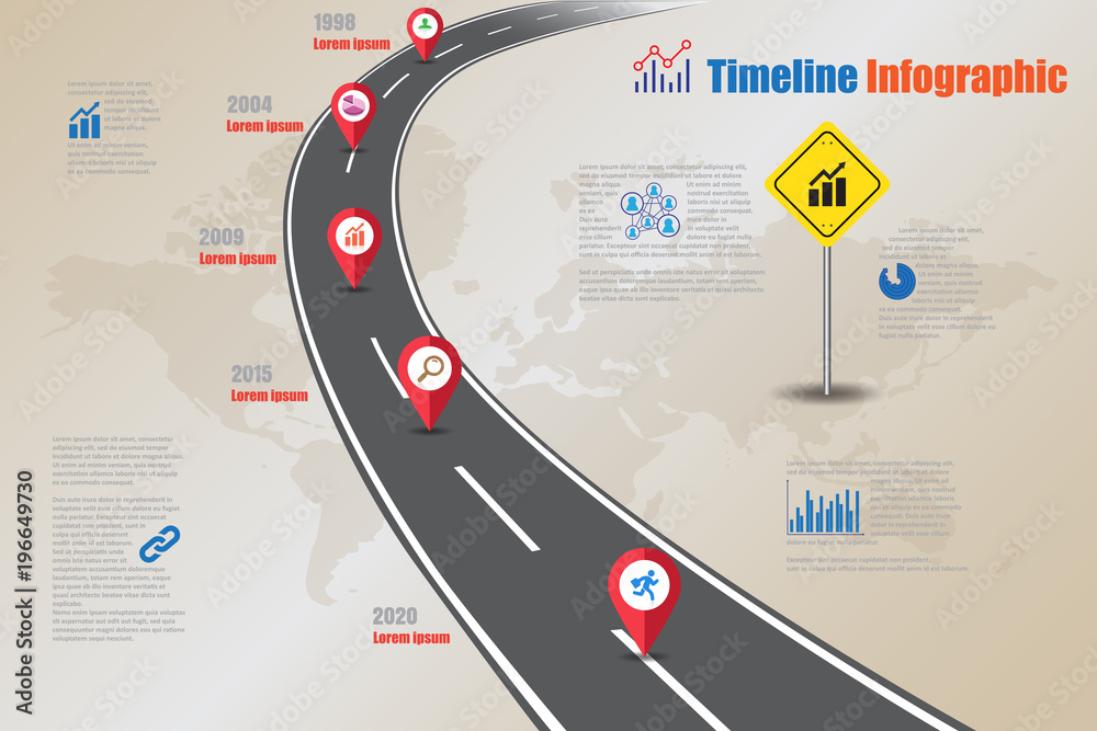 Business road signs map timeline infographic designed for abstract ...