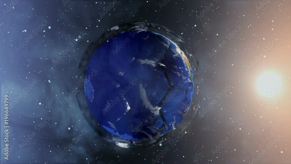 Soccer ball in the form of a planet in space,, maps and textures ...