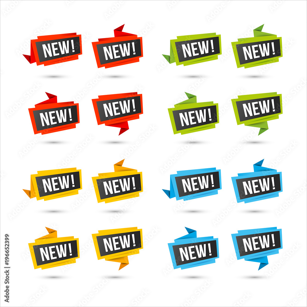 New vector icons - Origami paper labels Stock Vector | Adobe Stock