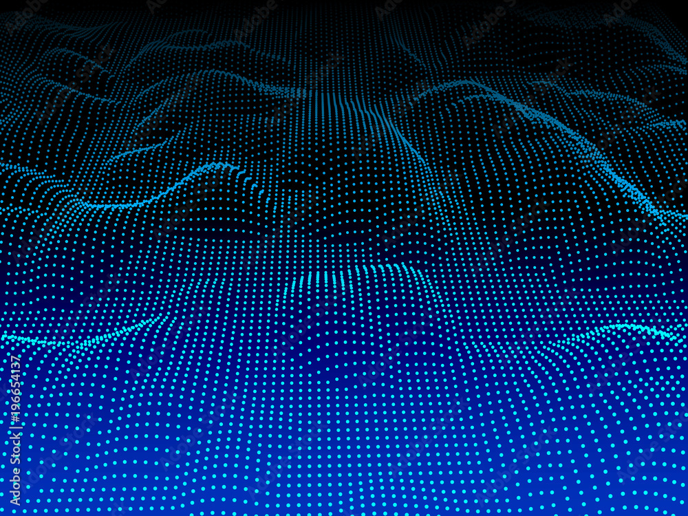 Abstract wave background. Wavy structure with blue dots. Vector ...