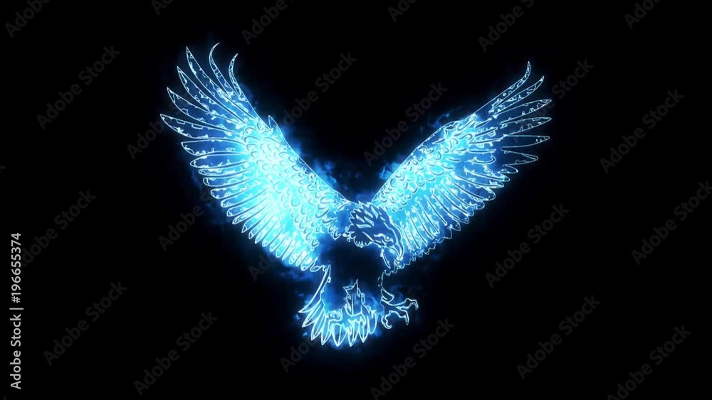 Blue Burning Eagle Animated Logo Loopable Graphic Element Stock Video ...