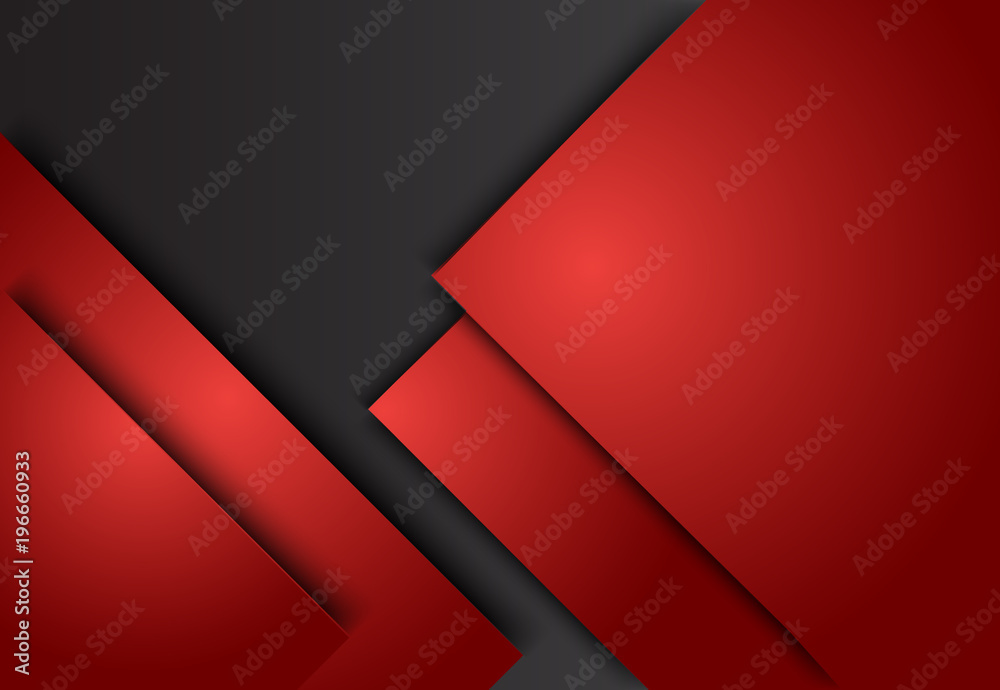 Red and Black abstract layer geometric background for card, annual ...
