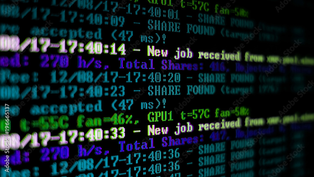 Mining Cryptocurrency process program on display PC. Using Software ...