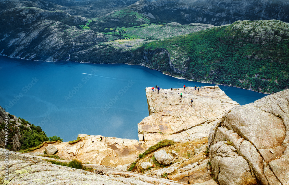 Norway, Scandinavia, Europe. Spectacular view on Lysefjord and ...