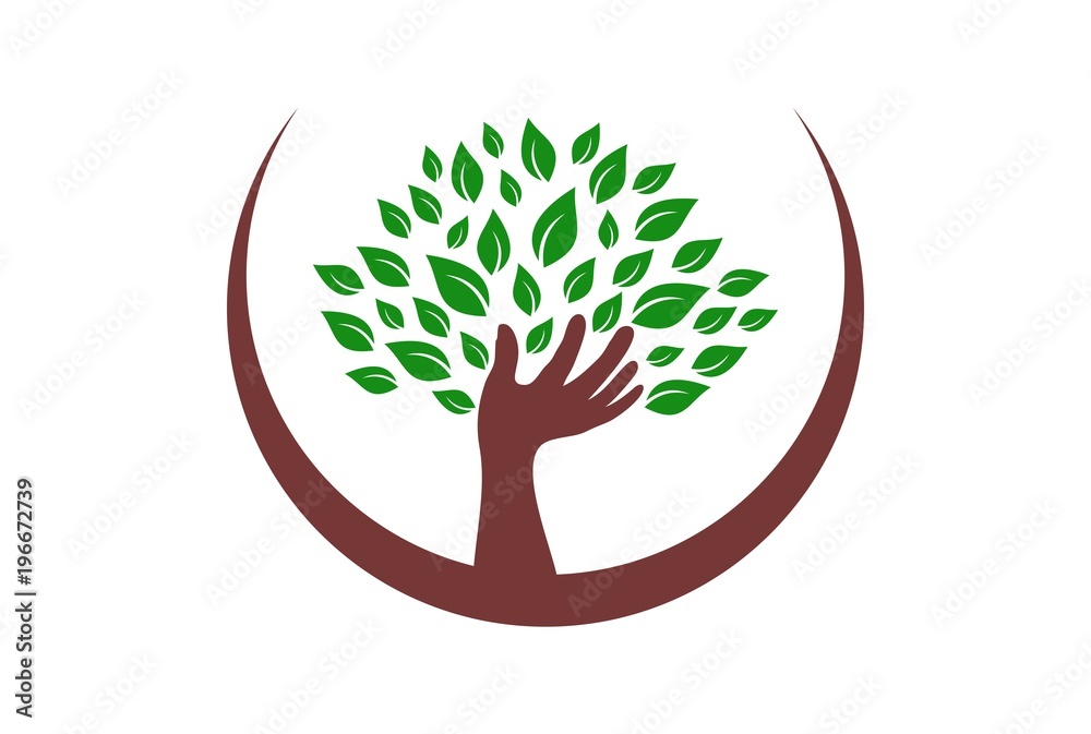 hand tree logo Stock Vector | Adobe Stock