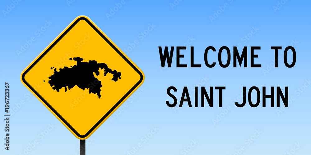 Vetor de Saint John map on road sign. Wide poster with Saint John ...