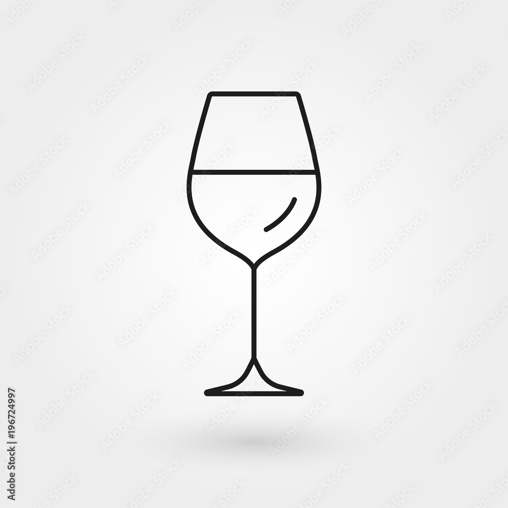 Wine glass outline icon. Vector illustration. Stock Vector | Adobe Stock