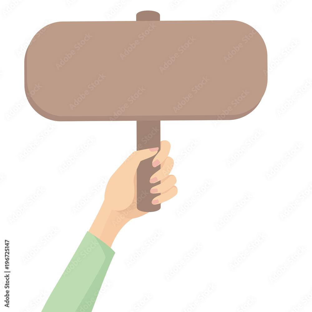 Woman Marchers Hand Holding Picket Banner Sign Flat Vector Illustration ...