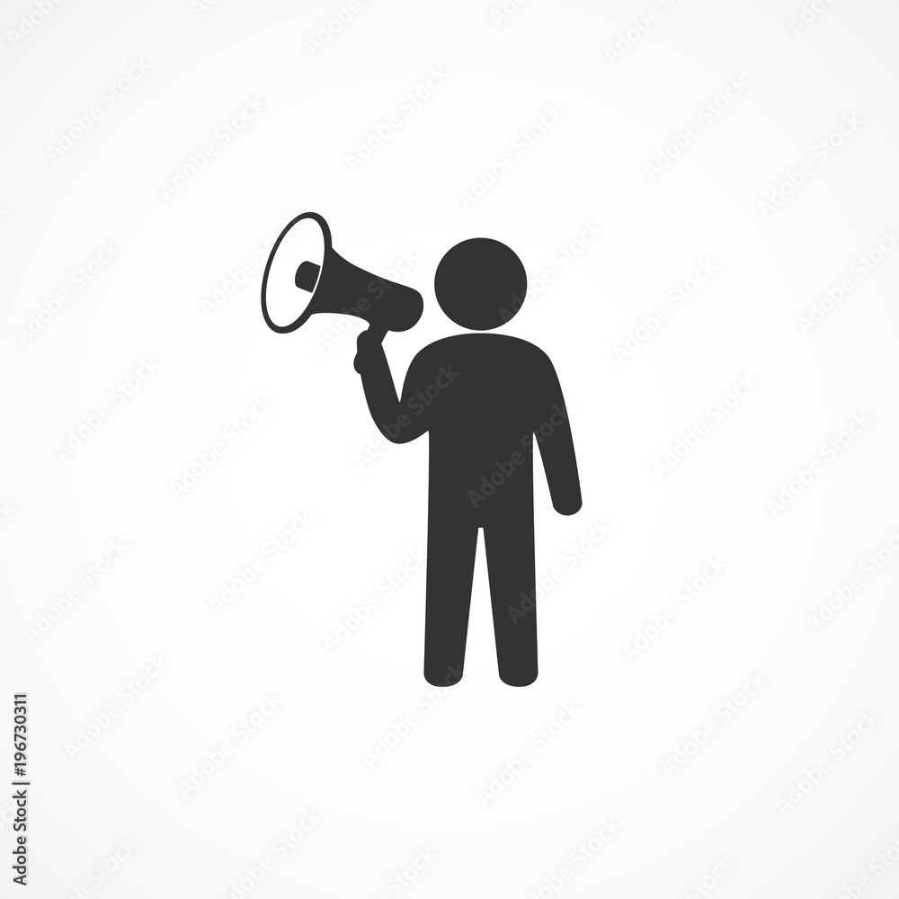 Vector image of man and the megaphone icon. Stock Vector | Adobe Stock