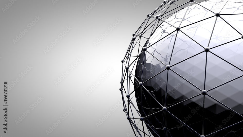 Wireframe connecting sphere. Connection lines around earth globe. The ...
