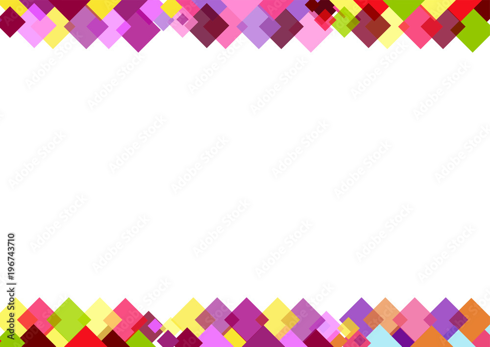 Decorative border of colorful squares with place for text on white ...