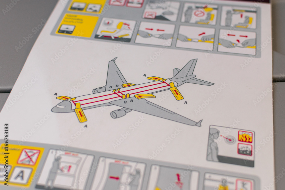 Guide to emergency exit from aircraft Stock Photo | Adobe Stock