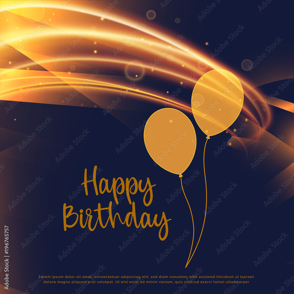 shiny golden happy birthday card design with light streak Stock Vector ...