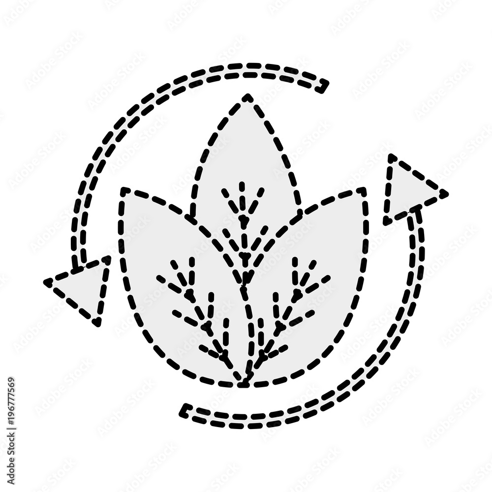 dotted shape nature leaves plant with arrows cycle to conservation ...
