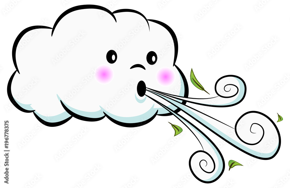Cute Cloud Blowing Wind Stock Vector | Adobe Stock