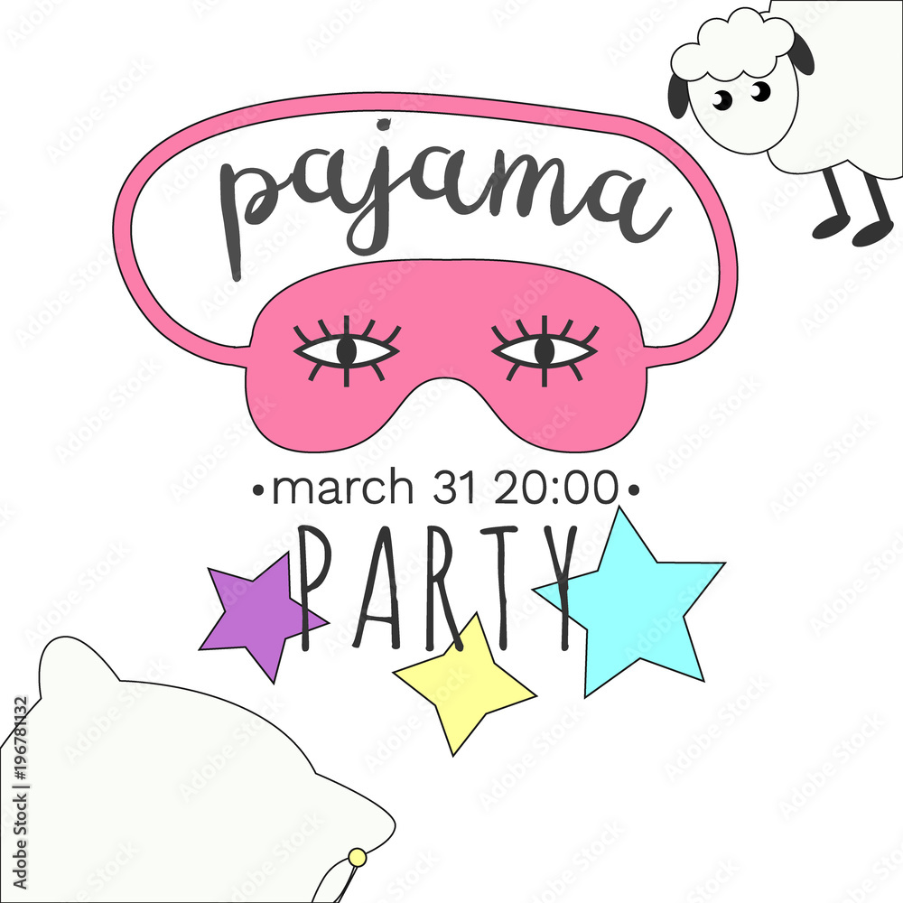 Girly Pajama Party Invitation In Bright Colors Template Inviting For
