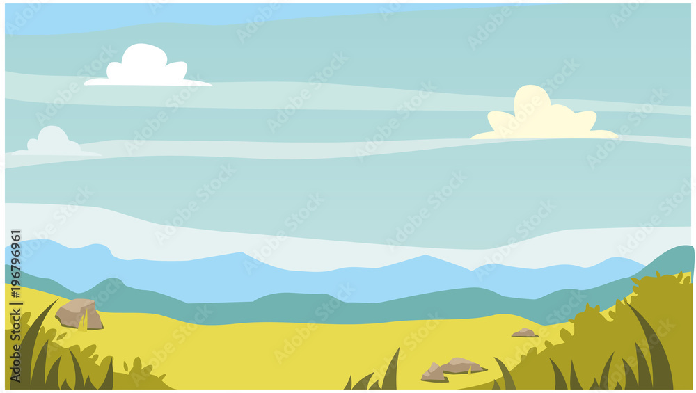 simple landscape background with sky and grass. vector illustration ...