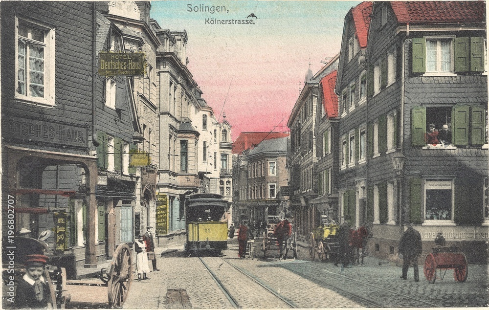 Solingen, Kölnerstrasse 1910 (original historische Postkarte) Stock ...