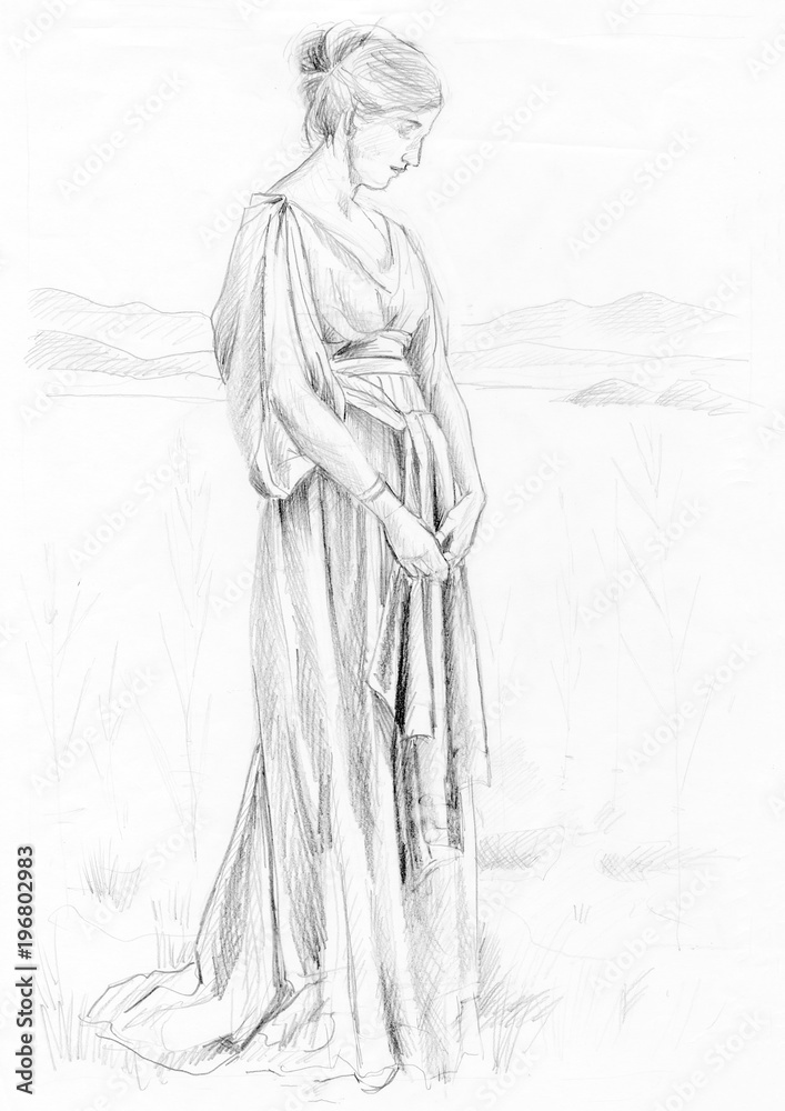 Sad Woman Drawing