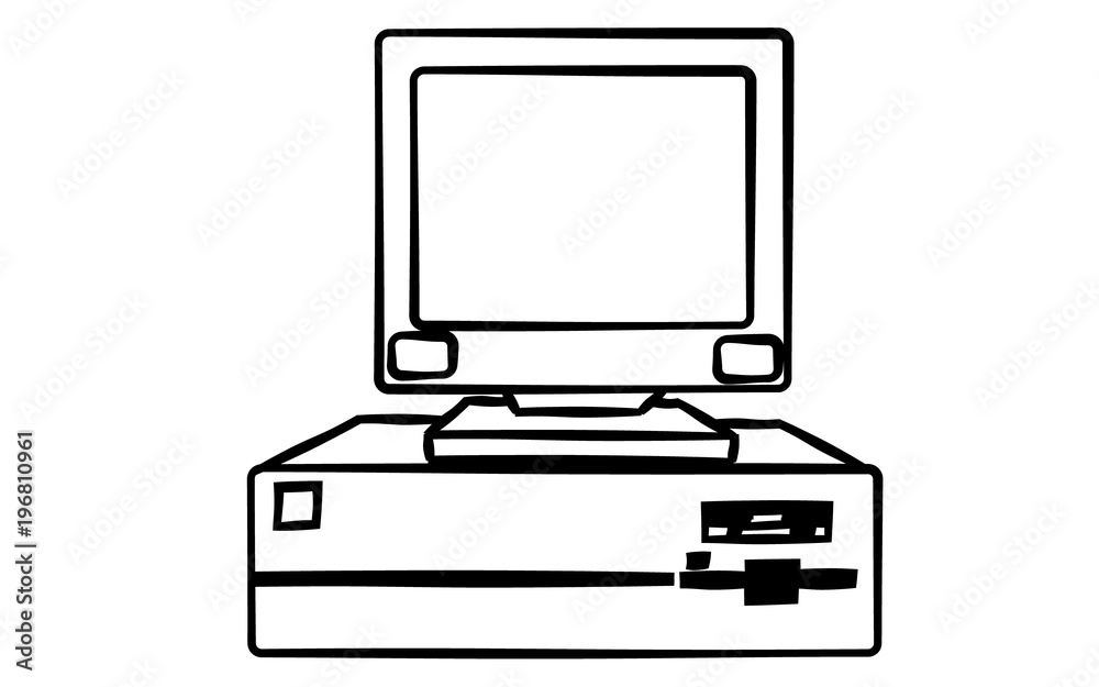 Old retro vintage antique hipster obsolete stationary personal computer ...