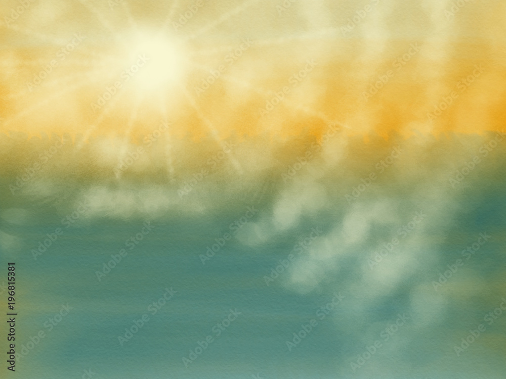 Colorful hand draw abstract sun reflect for greeting card background ...