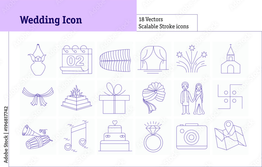 Indian Wedding Icon Pack Stock Vector | Adobe Stock