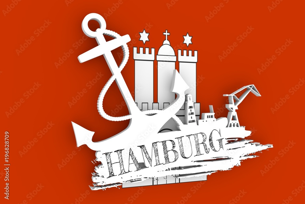 Anchor, lighthouse, ship and crane icons on brush stroke. Calligraphy ...
