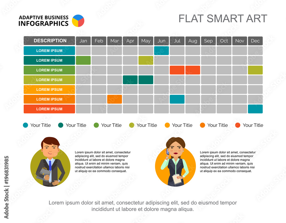 Calendar Chart Slide Template Stock Vector | Adobe Stock
