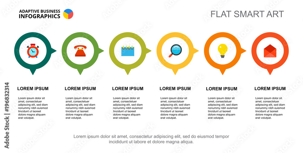 Six Step Process Chart Slide Template Stock Vector | Adobe Stock