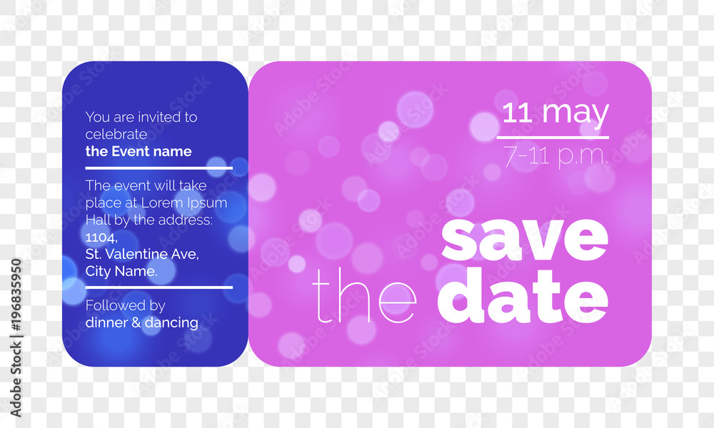 Save the Date wedding celebration invitation card template design ...
