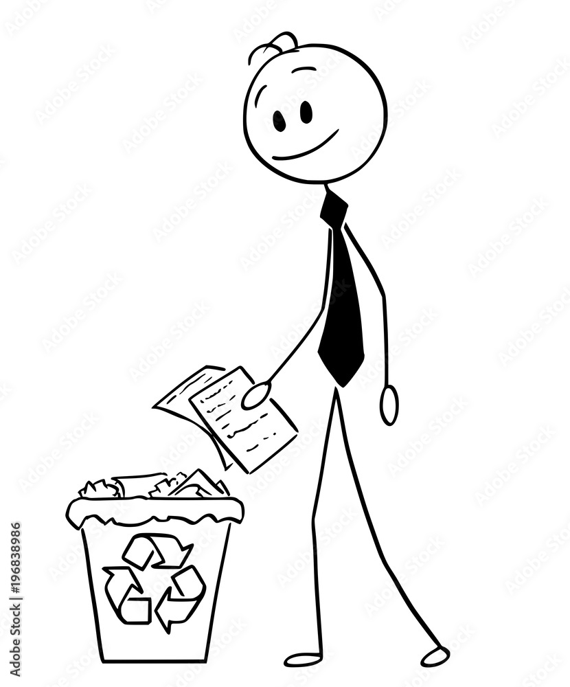 Cartoon stick man drawing conceptual illustration of businessman ...