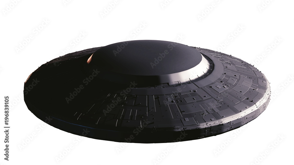 UFO, extraterrestrial spaceship with alien visitors, flying saucer from ...