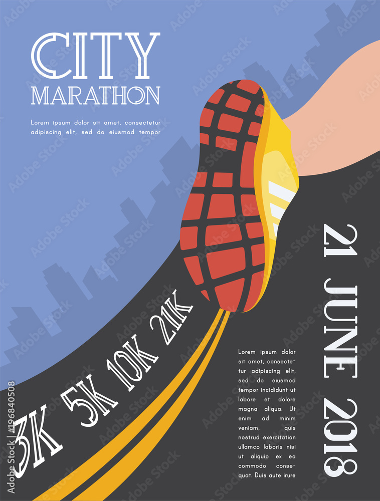 city running marathon. athlete runner feet running on road closeup on ...