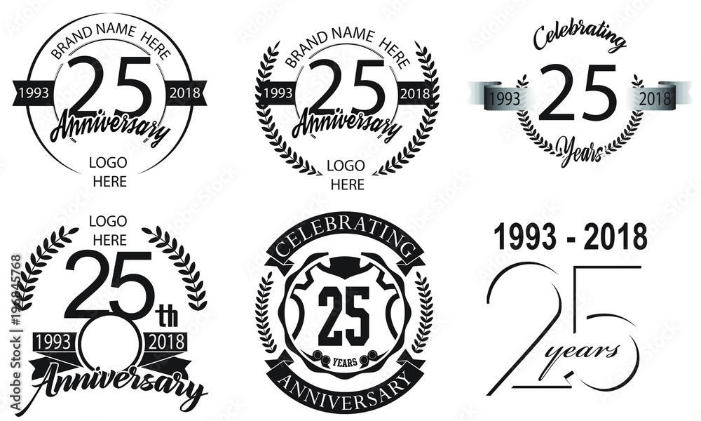 25th year celebration logo bundle Stock Vector | Adobe Stock
