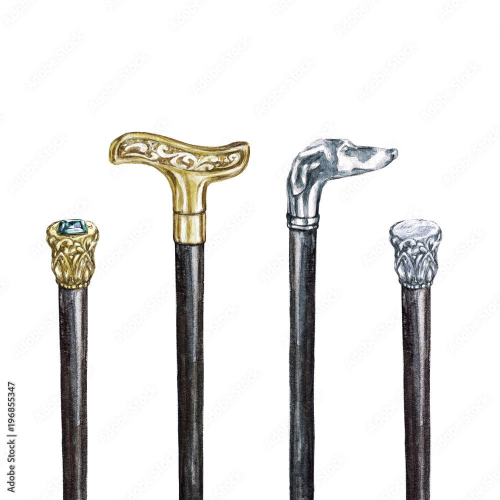Walking sticks. Watercolor Illustration. Stock Illustration | Adobe Stock