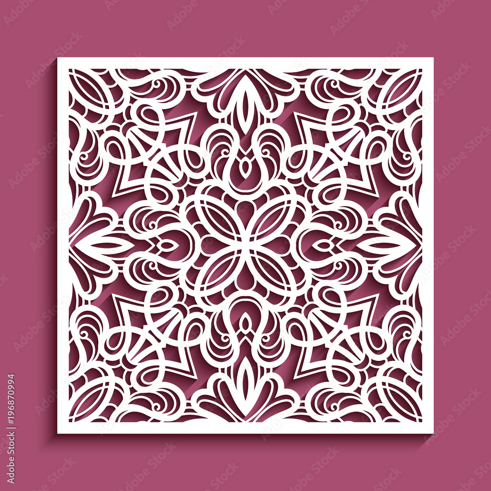Square panel with lace pattern, template for paper cutting Stock Vector ...