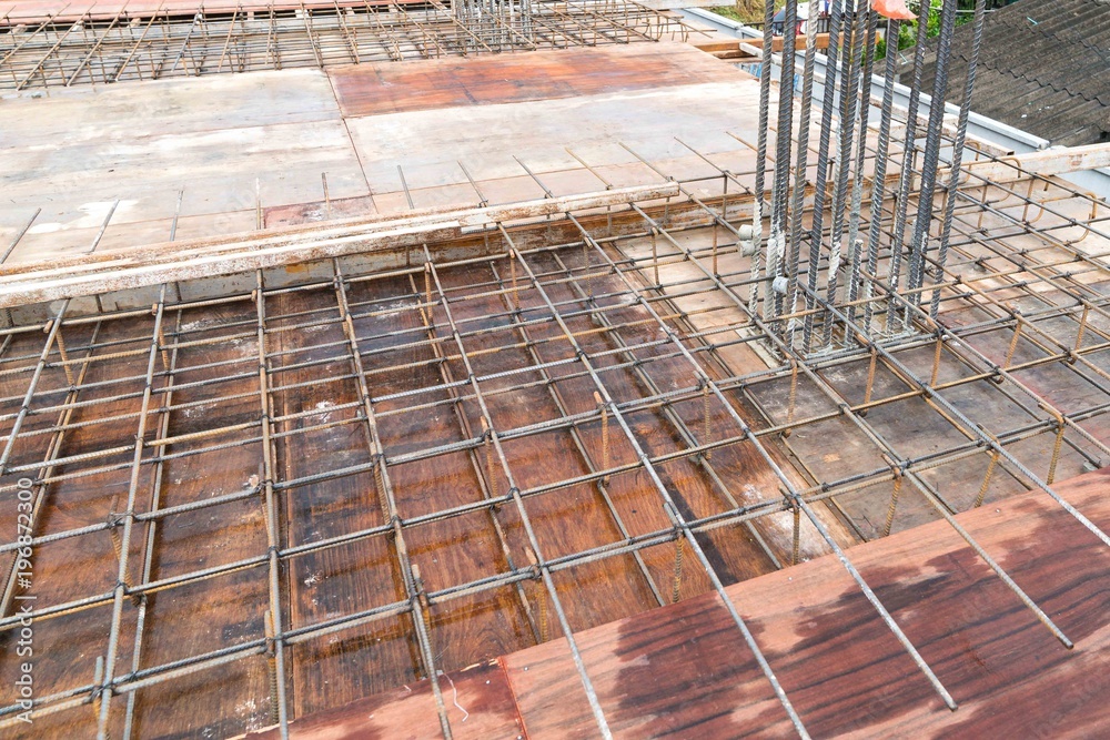 Construction rebar steel work reinforcement in conncrete structure of ...