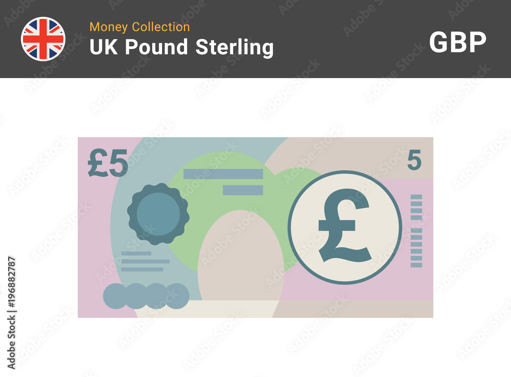 5 Pound sterling banknote. British money. Currency. Vector illustration ...