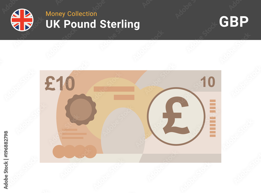 10 Pound sterling banknote. British money. Currency. Vector ...
