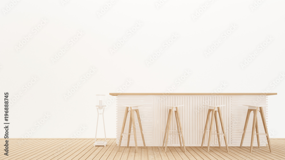 Counter bar on white background in hotel or restaurant - Dining area on ...