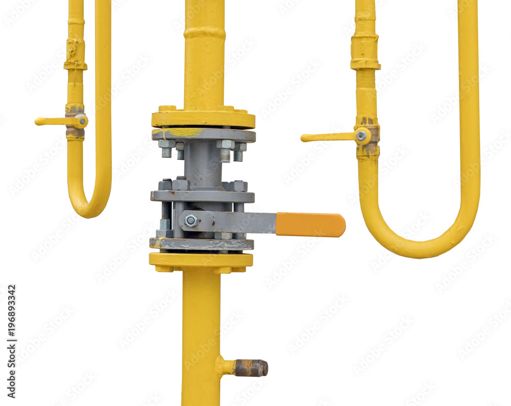 metal pipe with valve on white Stock Photo | Adobe Stock
