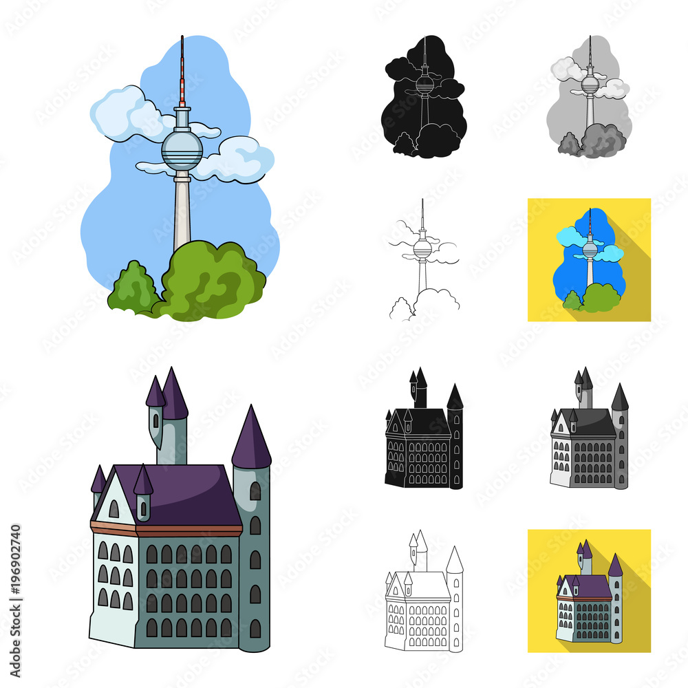 Country Germany cartoon,black,flat,monochrome,outline icons in set ...