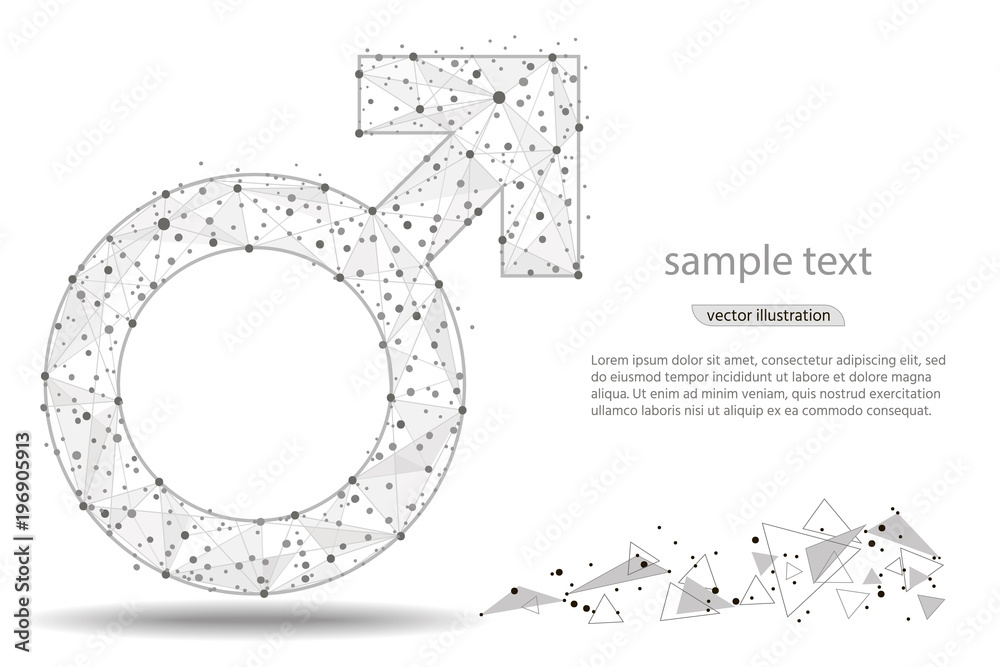 abstract design of male symbol. isolated from low poly wireframe on ...
