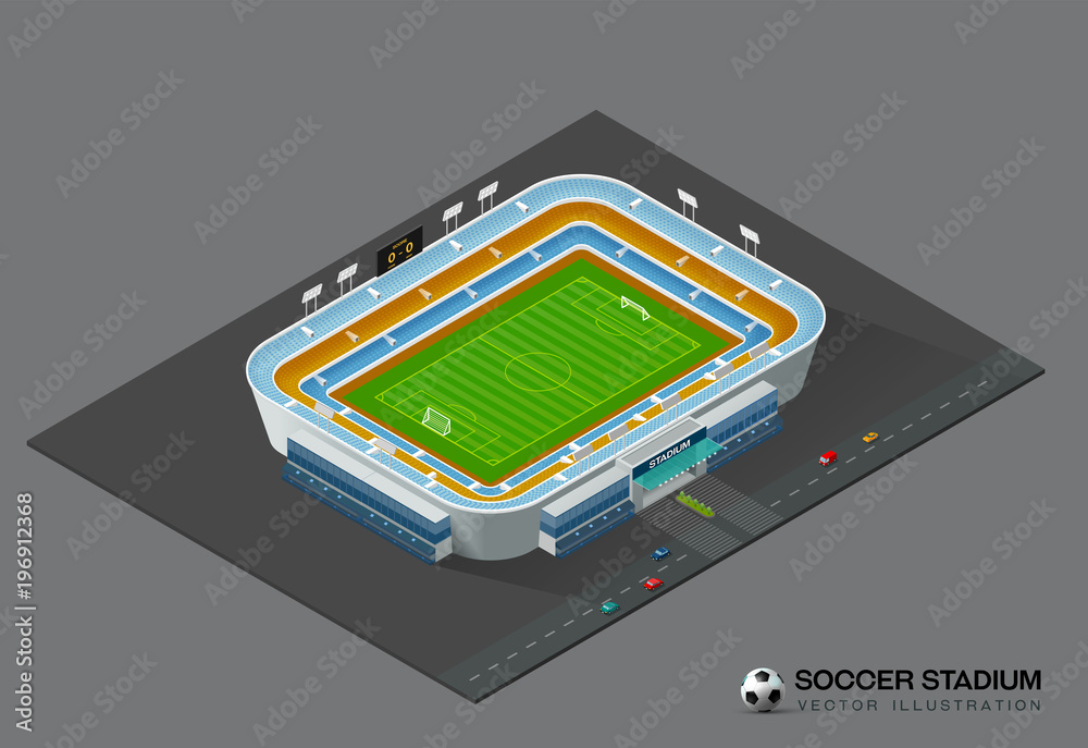 football soccer field stadium isometric Stock Vector | Adobe Stock