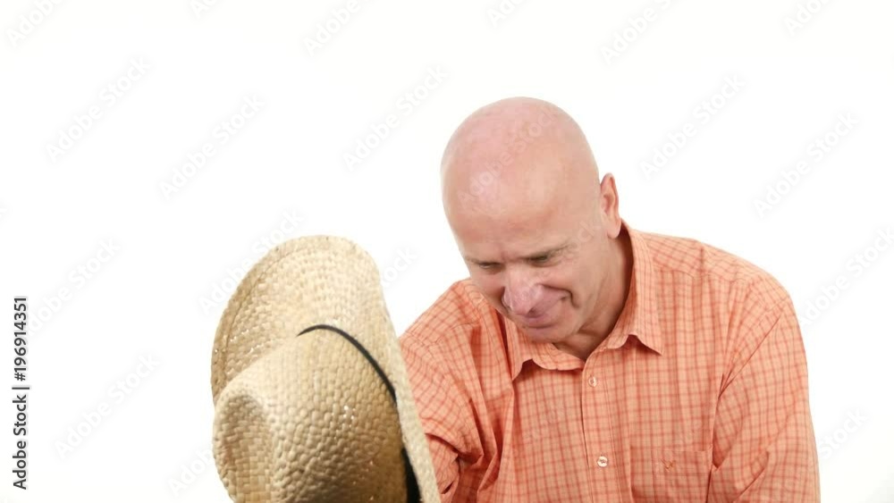 Pleased Farmer Salute Taking Out His Hat from the Head in a Welcoming ...