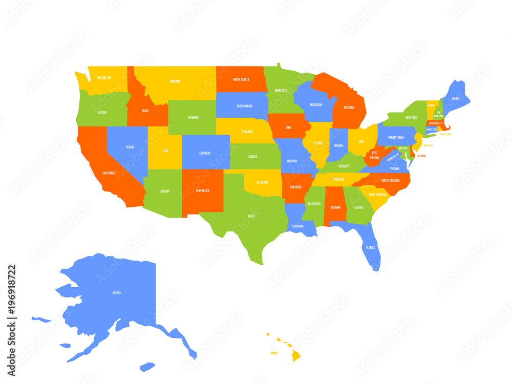 Fototapeta mapa świata dla dzieci Vector map of USA, United States of ...