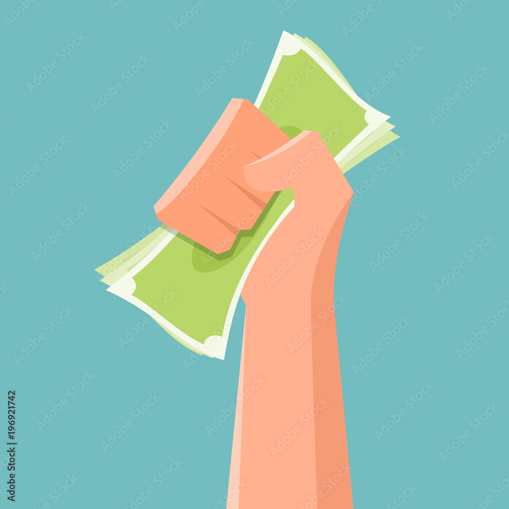 Hand holding money banknotes. Vector illustration Stock Vector | Adobe ...