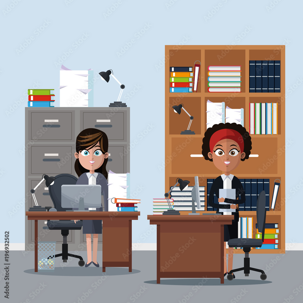 Coworkers at office cartoons vector illustration graphic design Stock ...