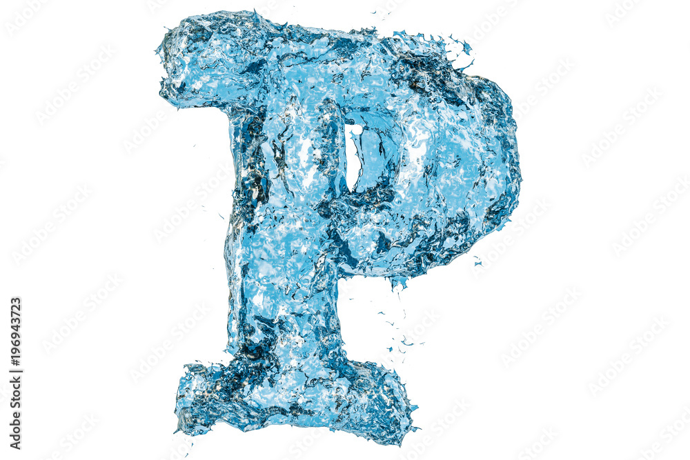 Water letter P, 3D rendering Stock Illustration | Adobe Stock