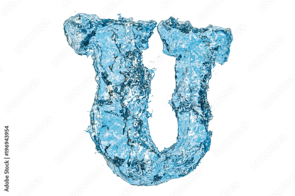 Water letter U, 3D rendering Stock Illustration | Adobe Stock